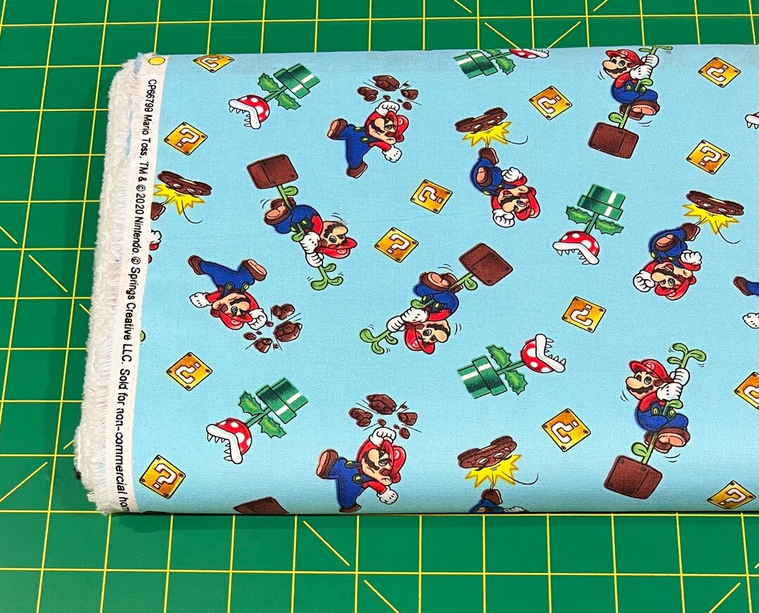 Super Mario Fabric by Half Yard, Fat Quarter, Mario Brothers Toss ...