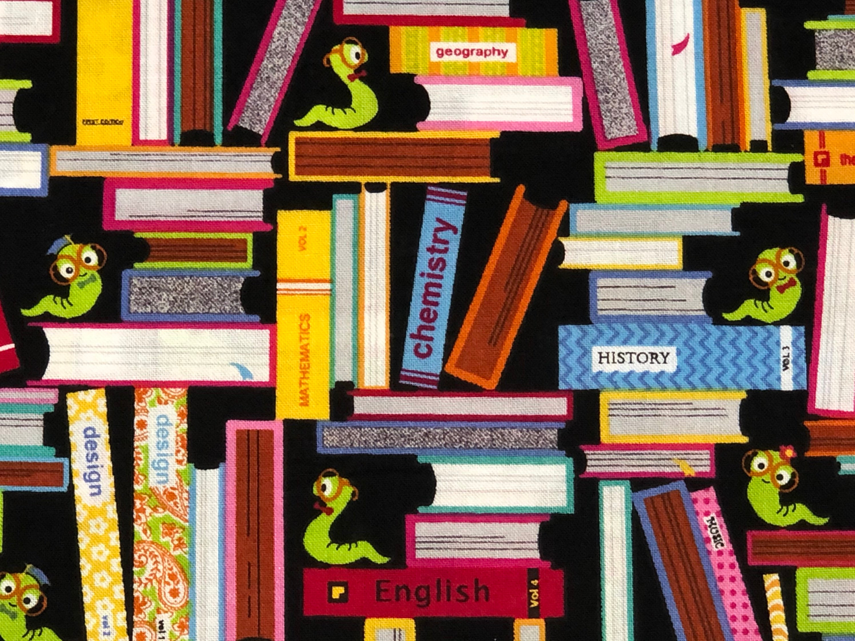 Bookworm Fabric by Half Yard END of BOLT Fat Quarter Books - Etsy