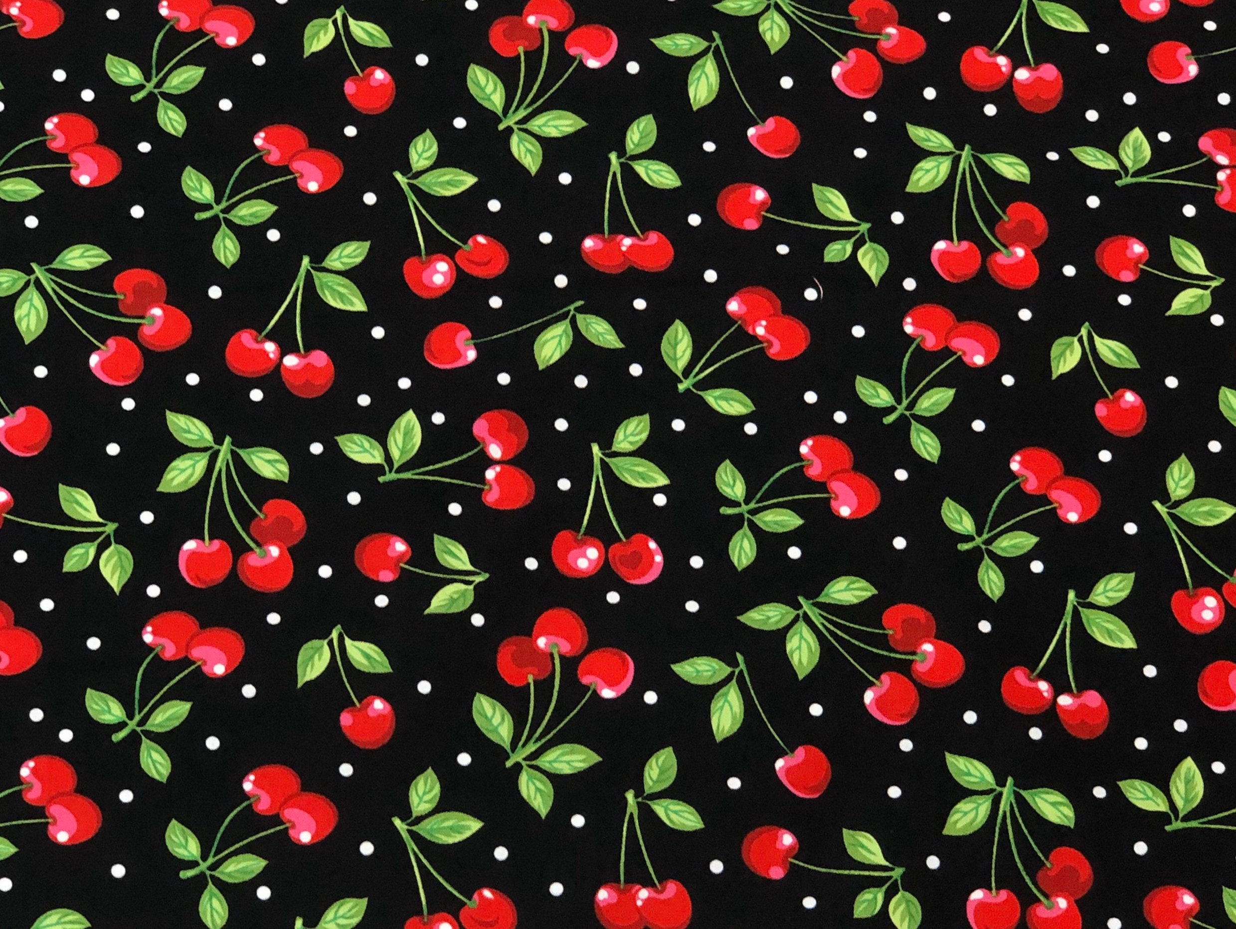 Red Cherries Fabric by Half Yard Fat Quarter Cherries White - Etsy