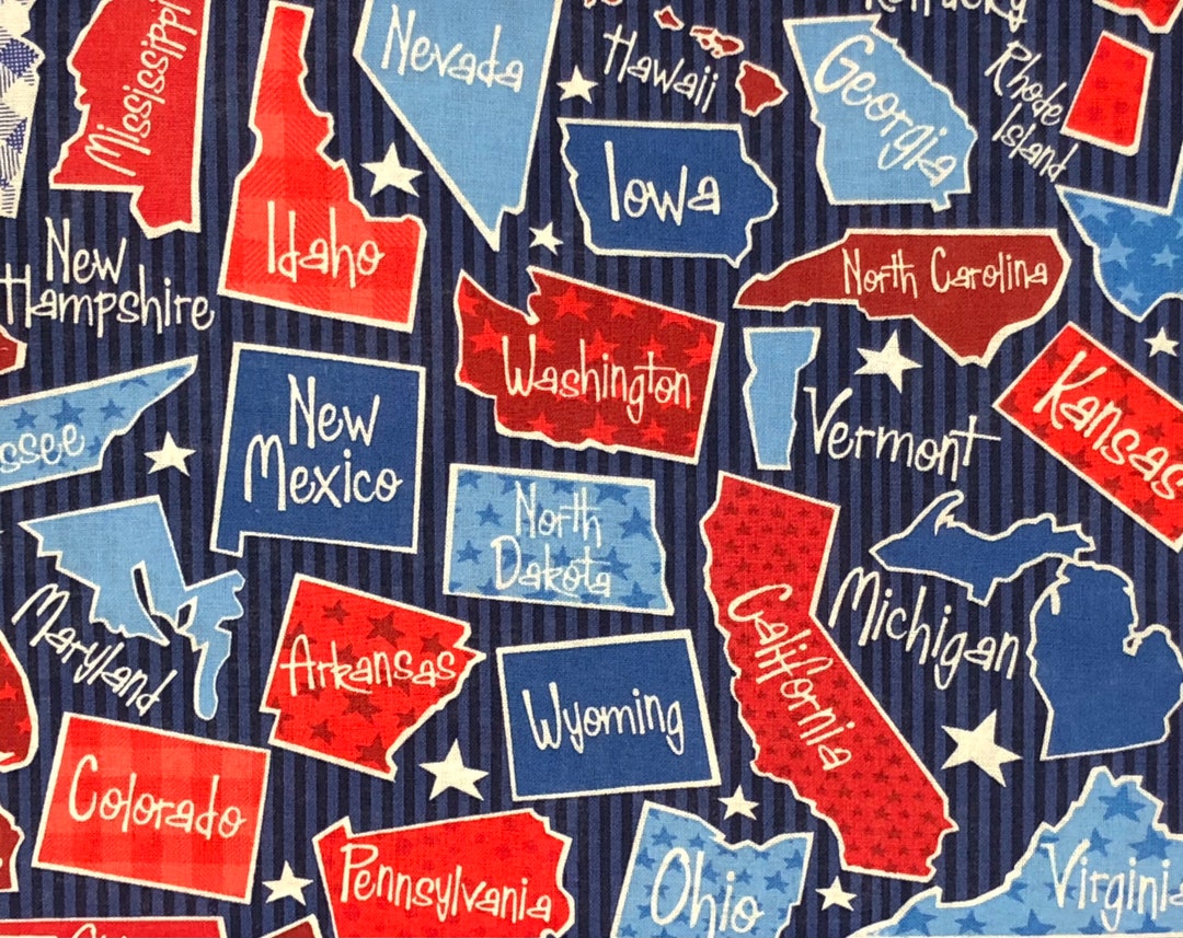 States Patriotic Fabric by Half Yard, Fat Quarter, America United ...