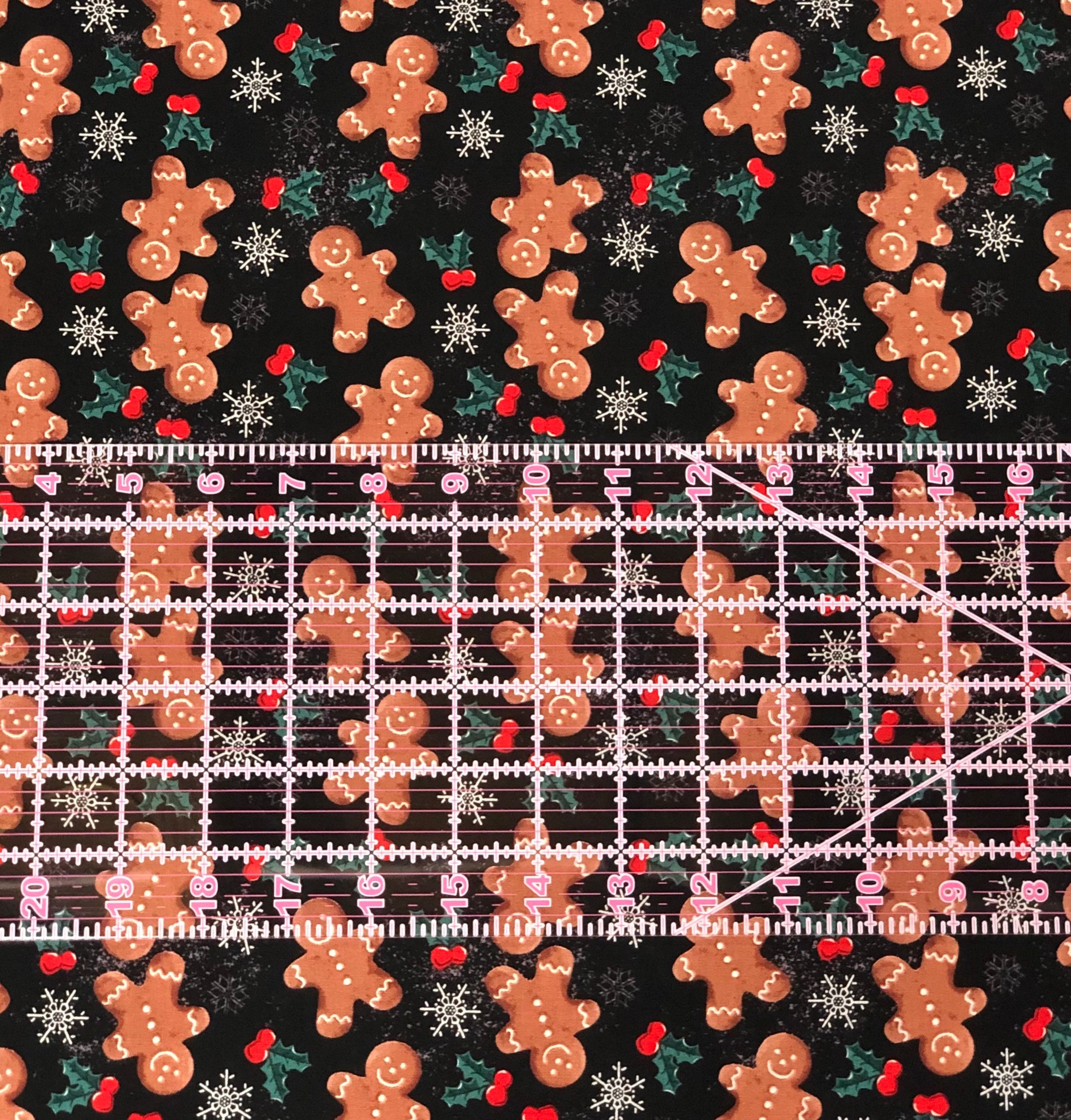 Gingerbread Men Holly Christmas 100% Cotton Fabric | Fat Quarter, Half ...