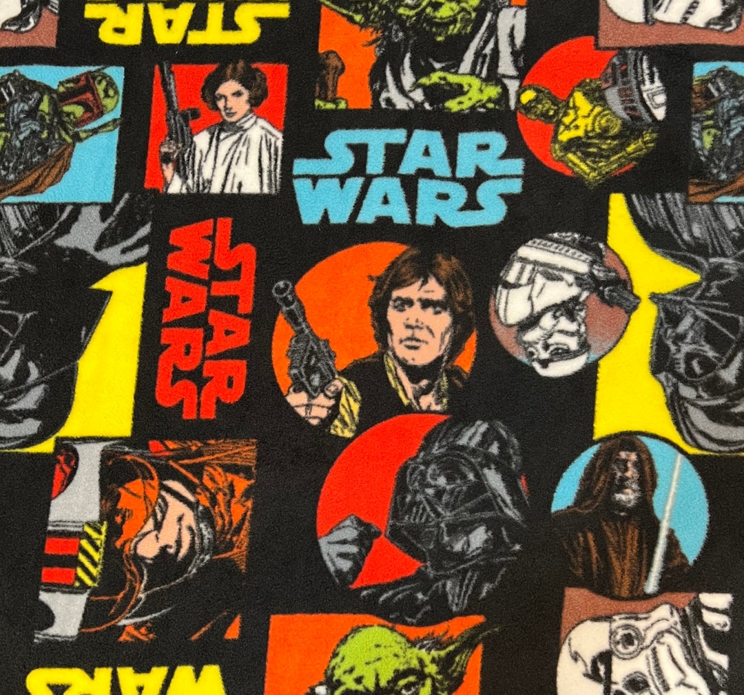 FLEECE Star Wars Fabric by the Yard, Half Yard, Han Solo Princess Leia ...