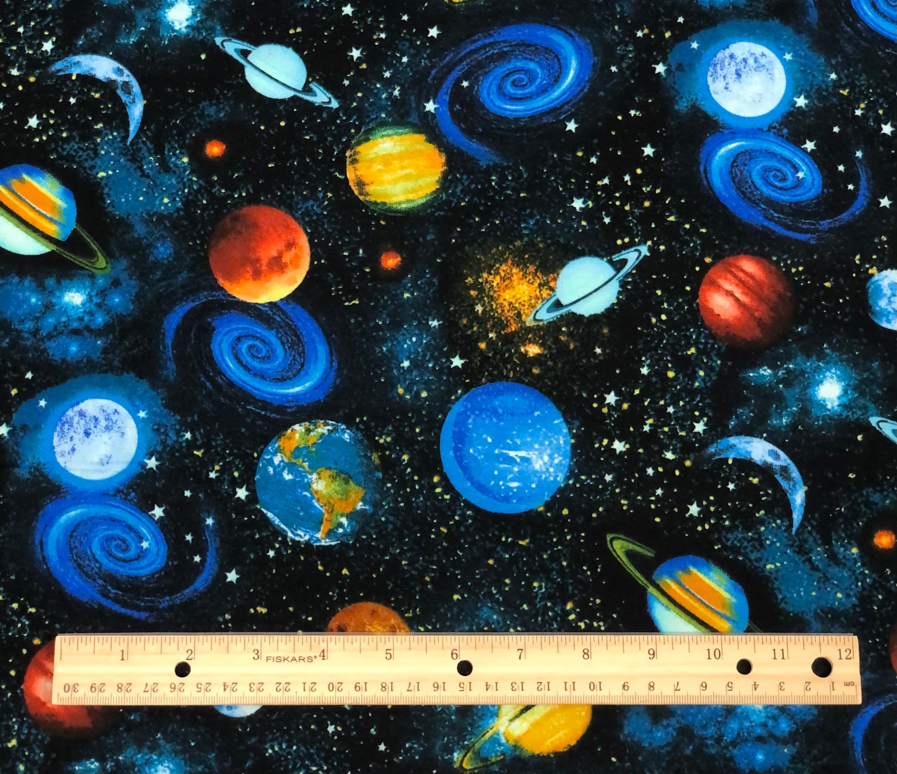 FLANNEL Space Planets Fabric By the Half Yard Planet Stars | Etsy