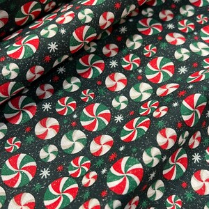 Peppermint Candies Glitter Fabric by Half Yard, Fat Quarter, Christmas ...
