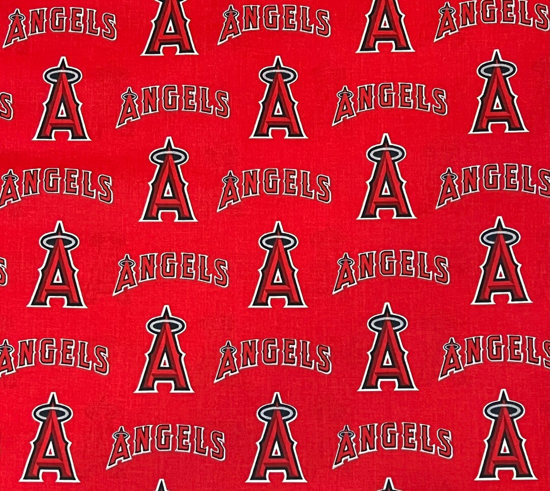 Angels Logo Red Fabric by Half Yard, Fat Quarter, Los Angeles Baseball ...