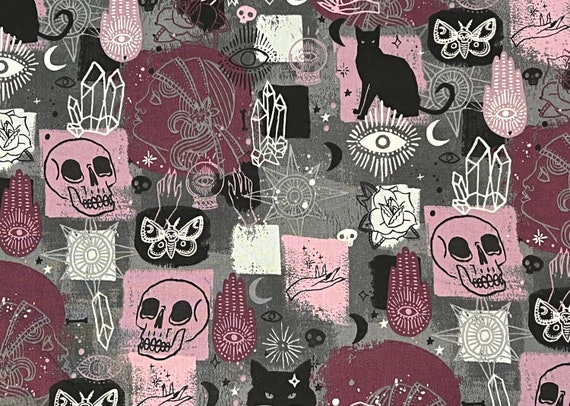 Spellbound Halloween Fabric by Half Yard Fat Quarter Pink | Etsy