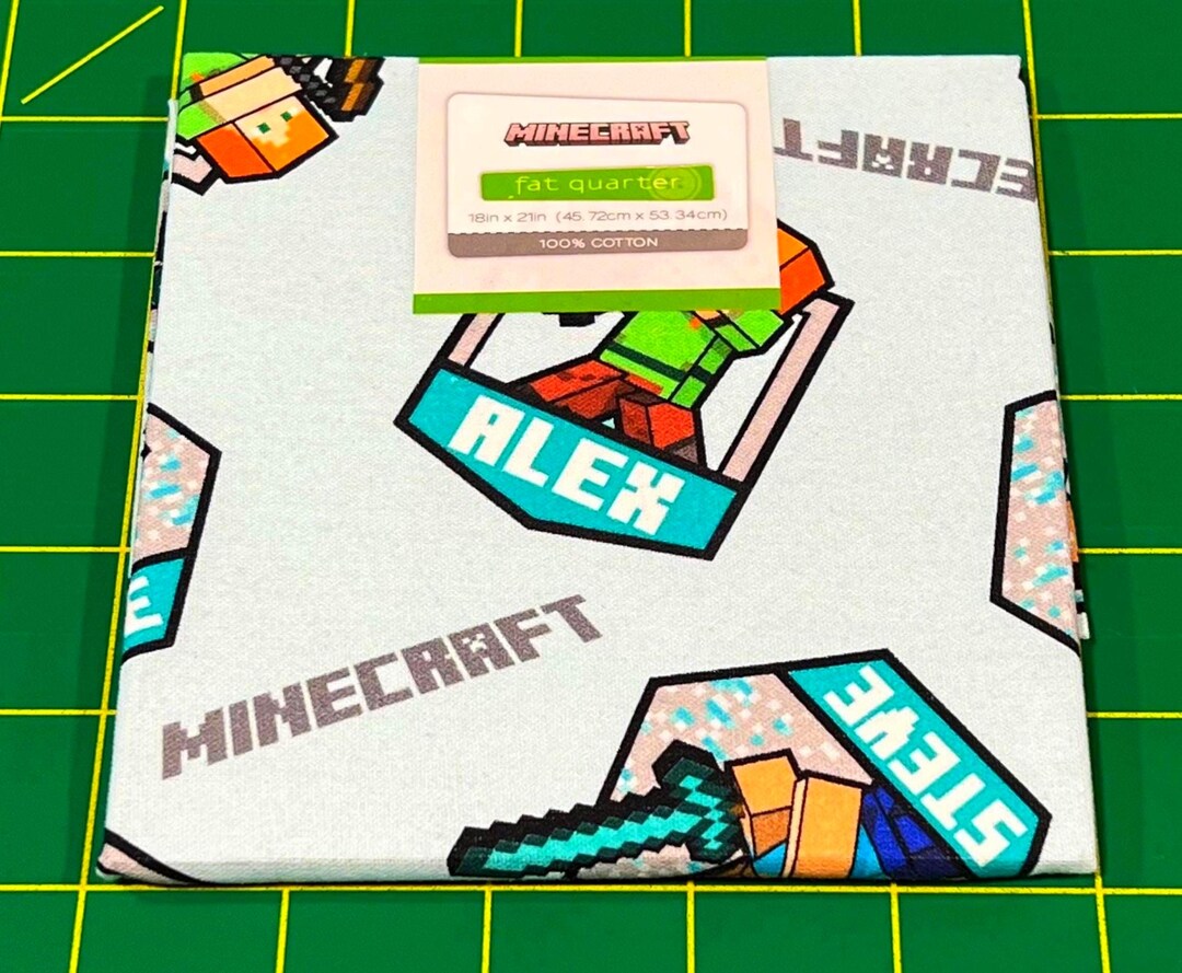 Steve Alex Badges Licensed Minecraft 100% Cotton Fabric | Precut Fat ...