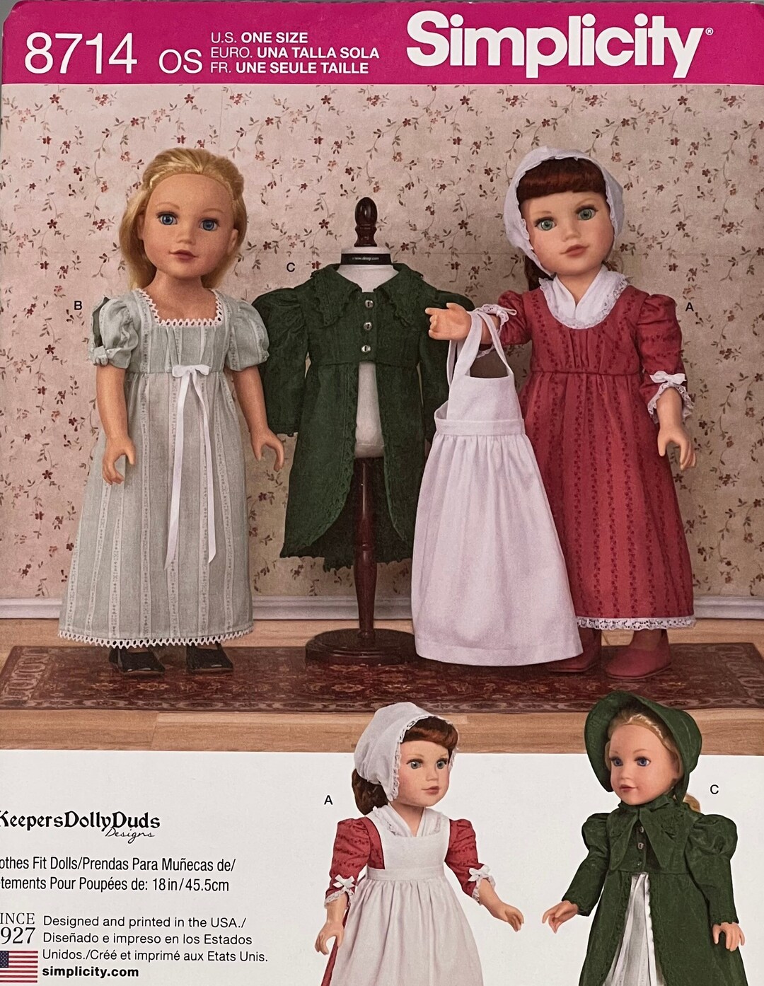Historic 18 Doll Dress Sewing Pattern, 18 Doll Size Historic Dress ...