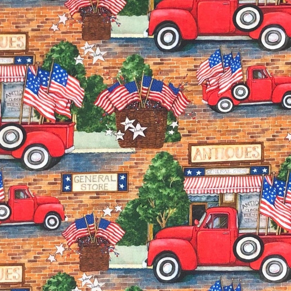 Red Truck Fabric Etsy