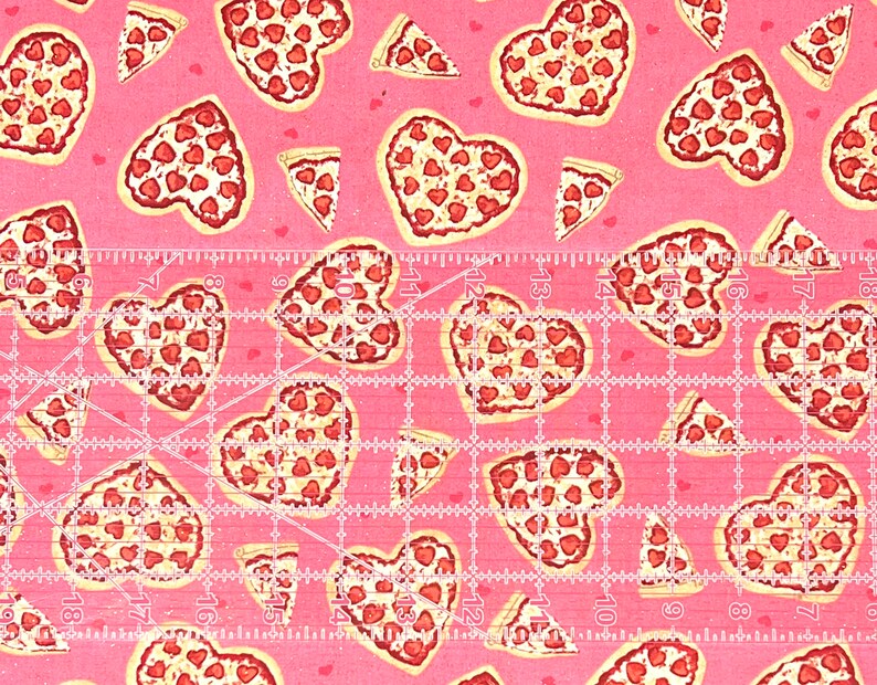 Heart Shaped Pizzas Glitter Pink Fabric by Half Yard Fat - Etsy