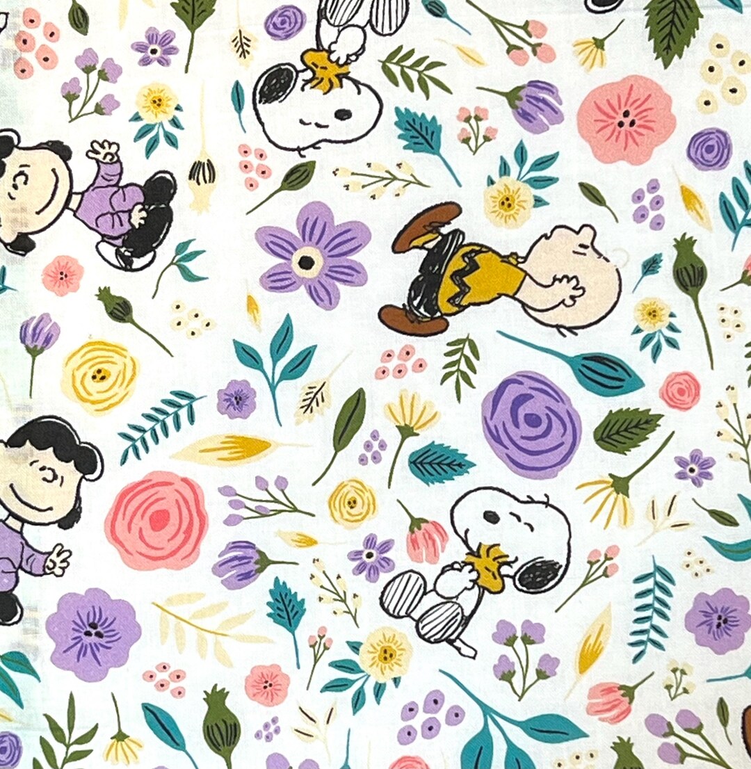 Peanuts Springtime Flowers 100% Cotton Fabric | Fat Quarter, Half Yard ...