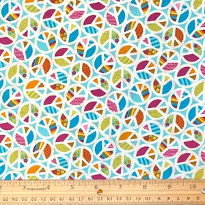 Peace Signs Fabric, by Half Yard, Fat Quarter, Peace Symbols Novelty ...