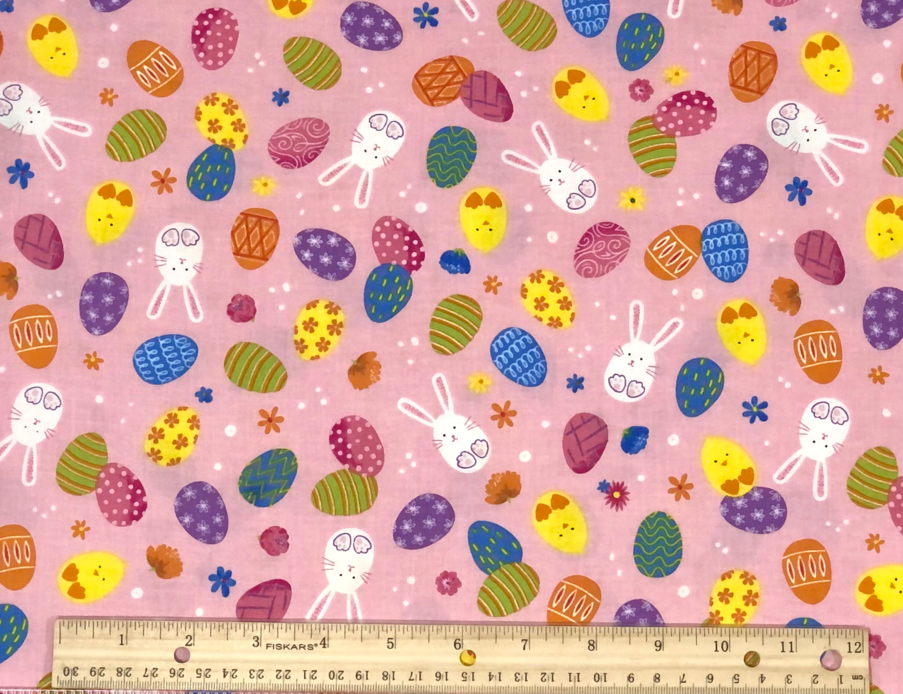 Easter Bunny Eggs Fabric by Half Yard Fat Quarter Colorful - Etsy