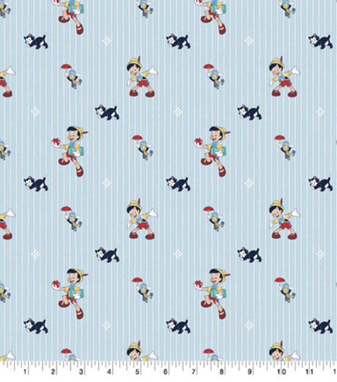 Pinocchio and Friends Stripes 100% Cotton Fabric | Fat Quarter, Half ...