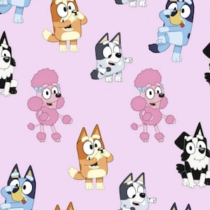 Bluey Dog Pink Puppy Cartoon 100% Cotton Fabric | Precut Fat Quarter - Etsy