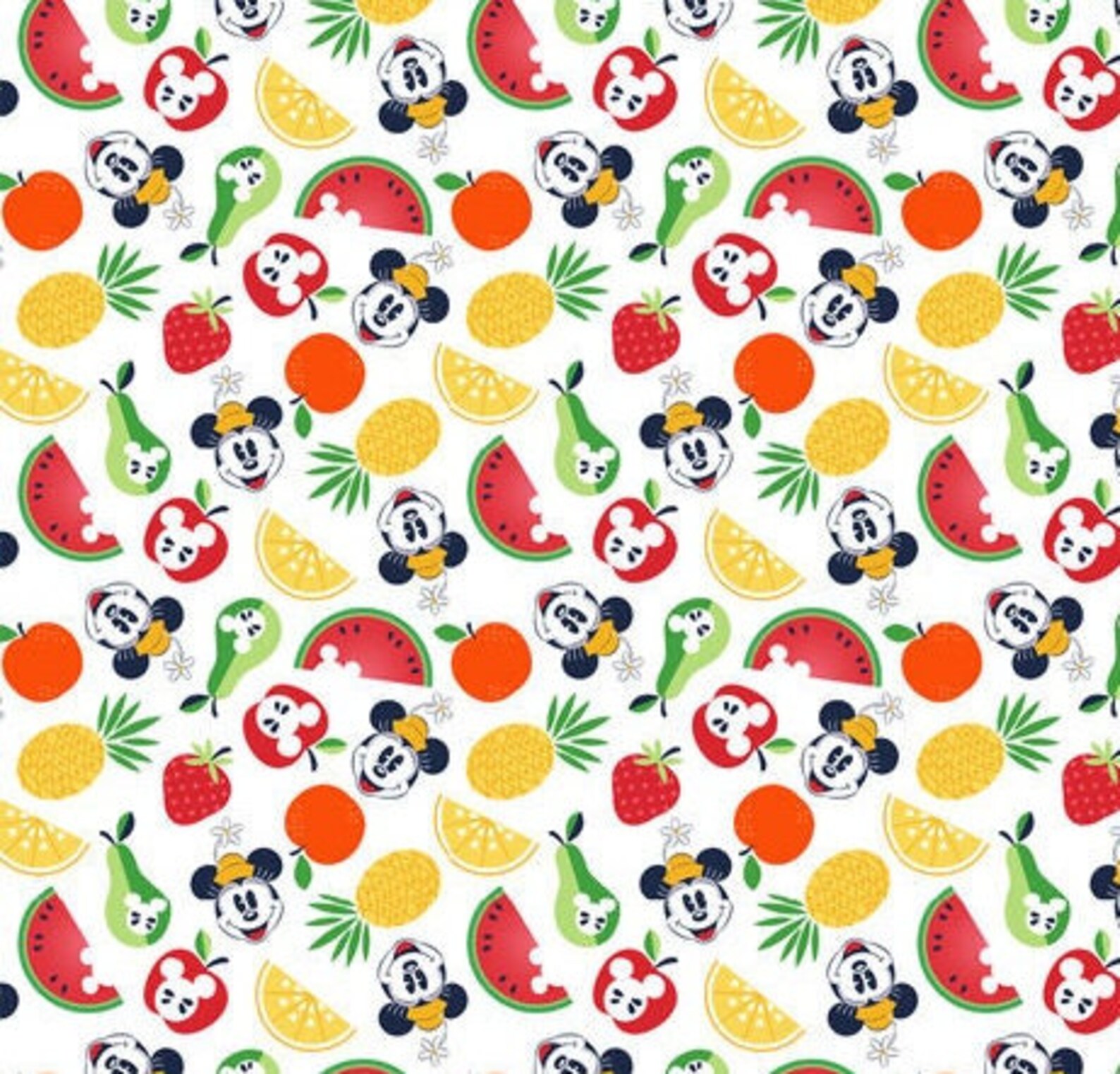 Minnie Mickey Mouse Tropical Fruit 100% Cotton Fabric | Fat Quarter ...
