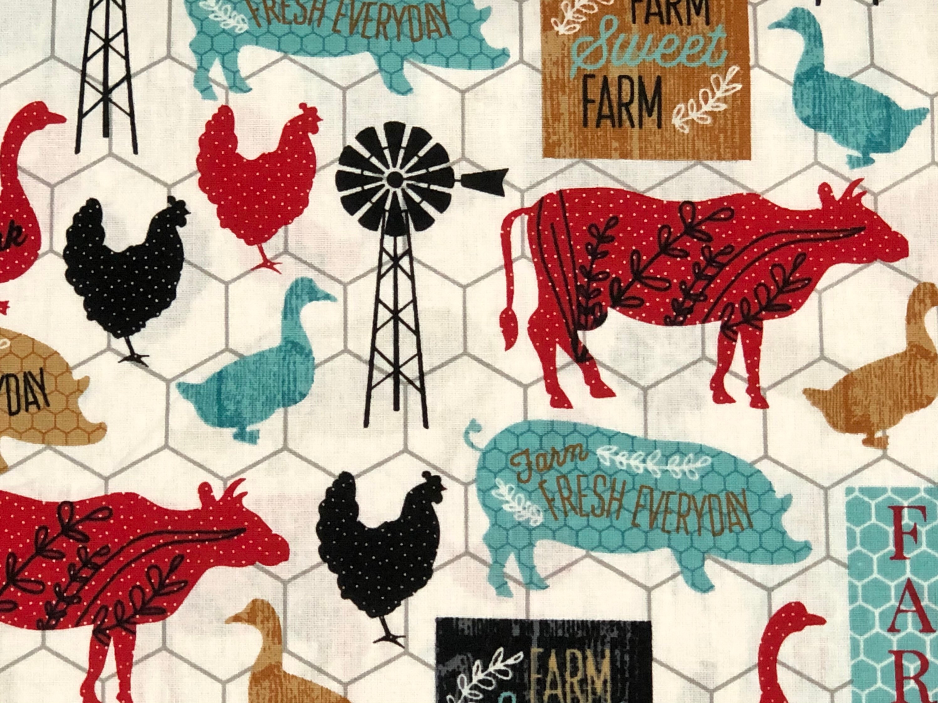 Fabric Materials Jewelry Making & Beading Cow Farm Print Cotton Fabric ...