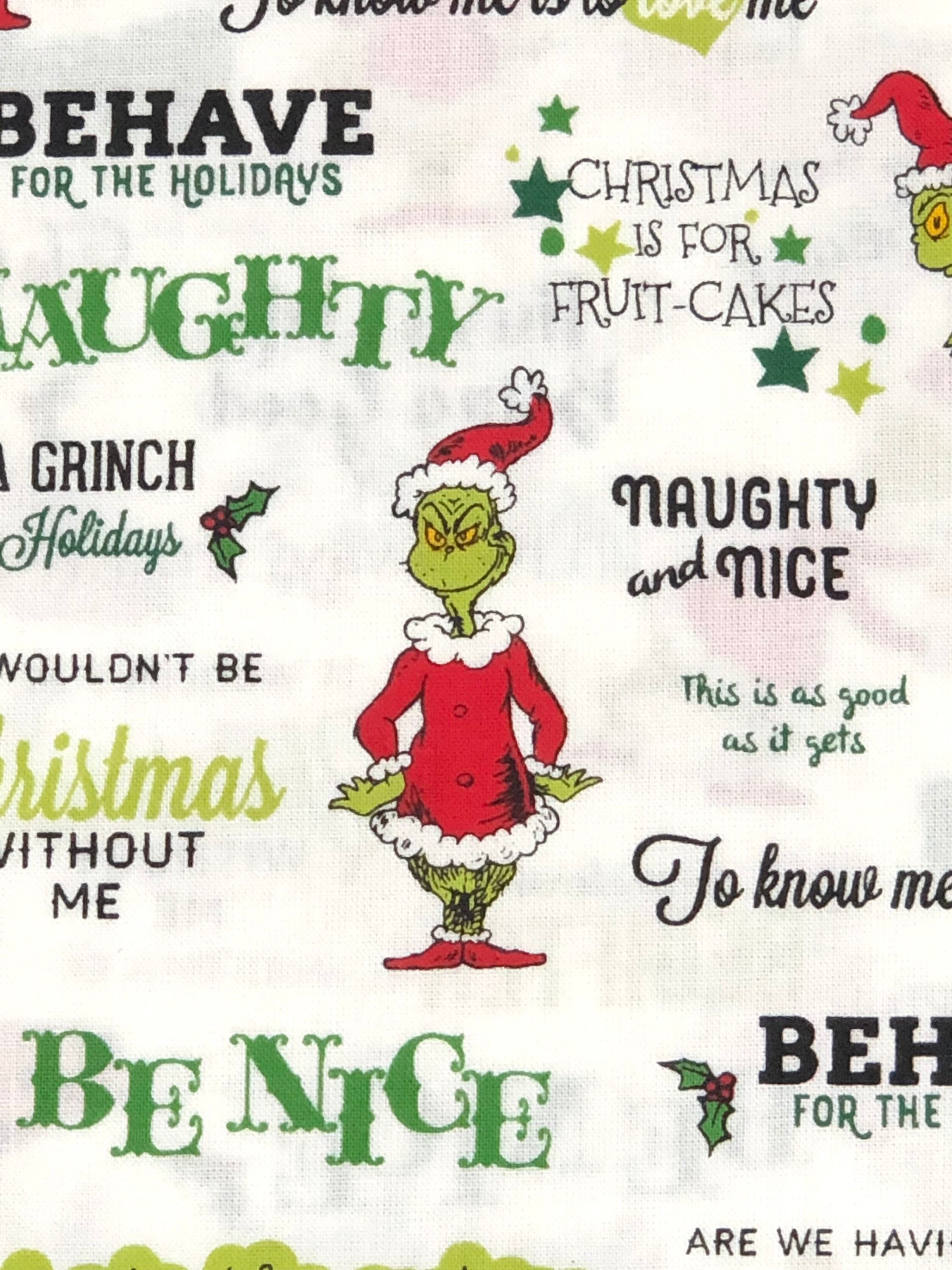 Grinch Christmas Words Fabric by Half Yard END of BOLT Fat - Etsy