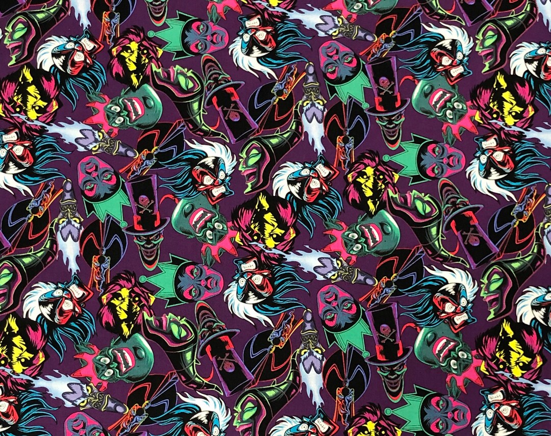 All Villains Cruella Evil Queen Ursula 100% Cotton Fabric | Fat Quarter ...