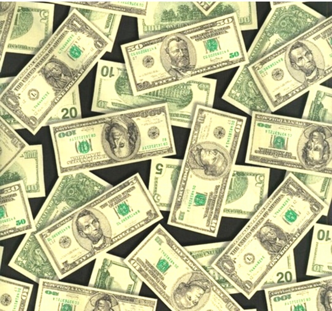 End of Bolt 15 Money Fabric, Tossed Dollar Bills Cotton Fabric - Etsy