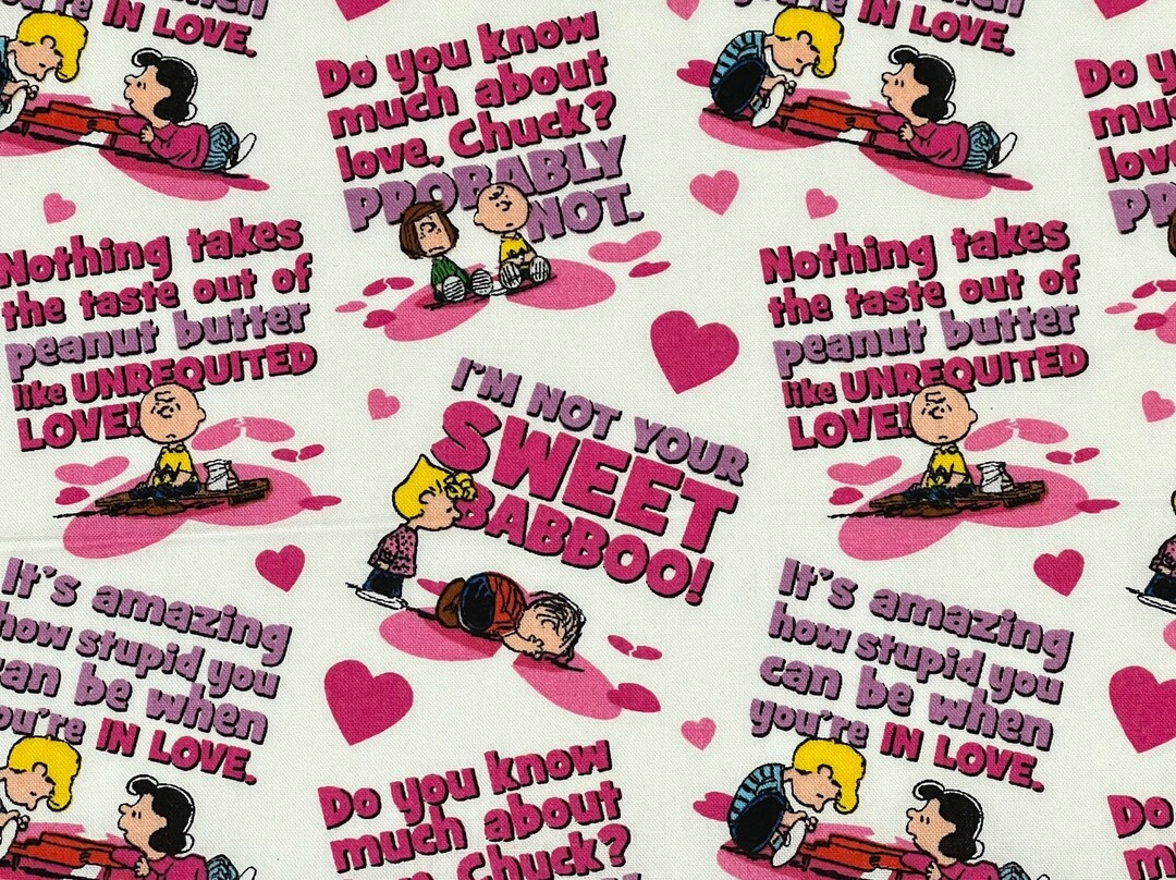 Peanuts Love Quotes Fabric by Half Yard, Fat Quarter, Charlie Brown ...