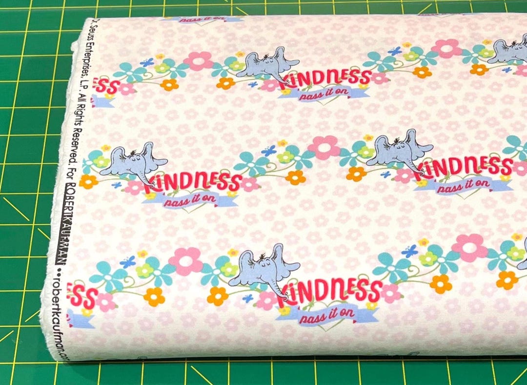 Horton Licensed Kindness Elephant Pass It on 100% Cotton Fabric | Fat ...