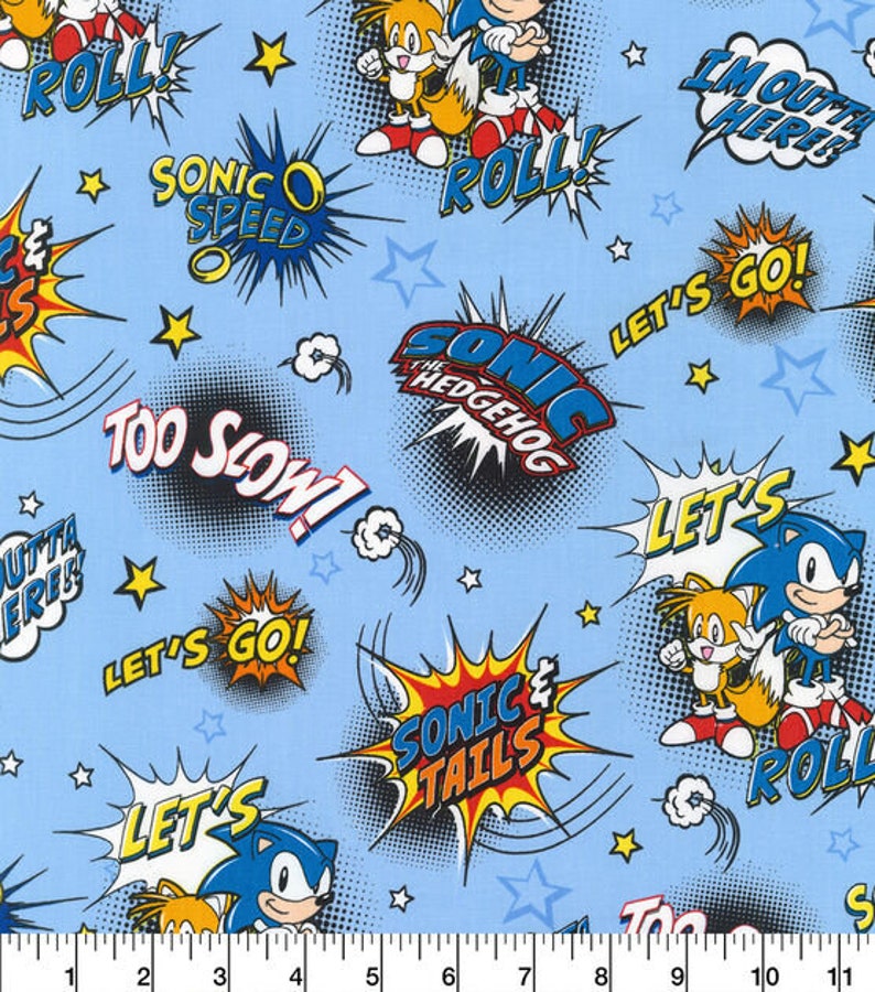 Sonic the Hedgehog Fabric by Half Yard Fat Quarter Sonic - Etsy
