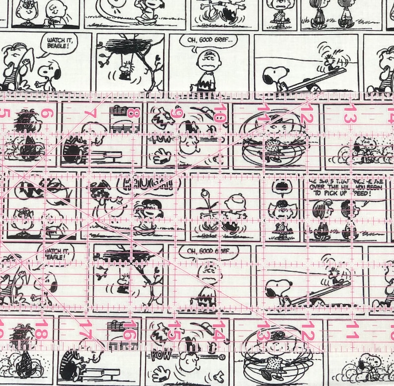 Peanuts Black White Comic Strip 100% Cotton Fabric | Fat Quarter, Half ...