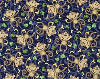 Monkey Green Floral Forests Fabric Monkey World Reportable Green by ...