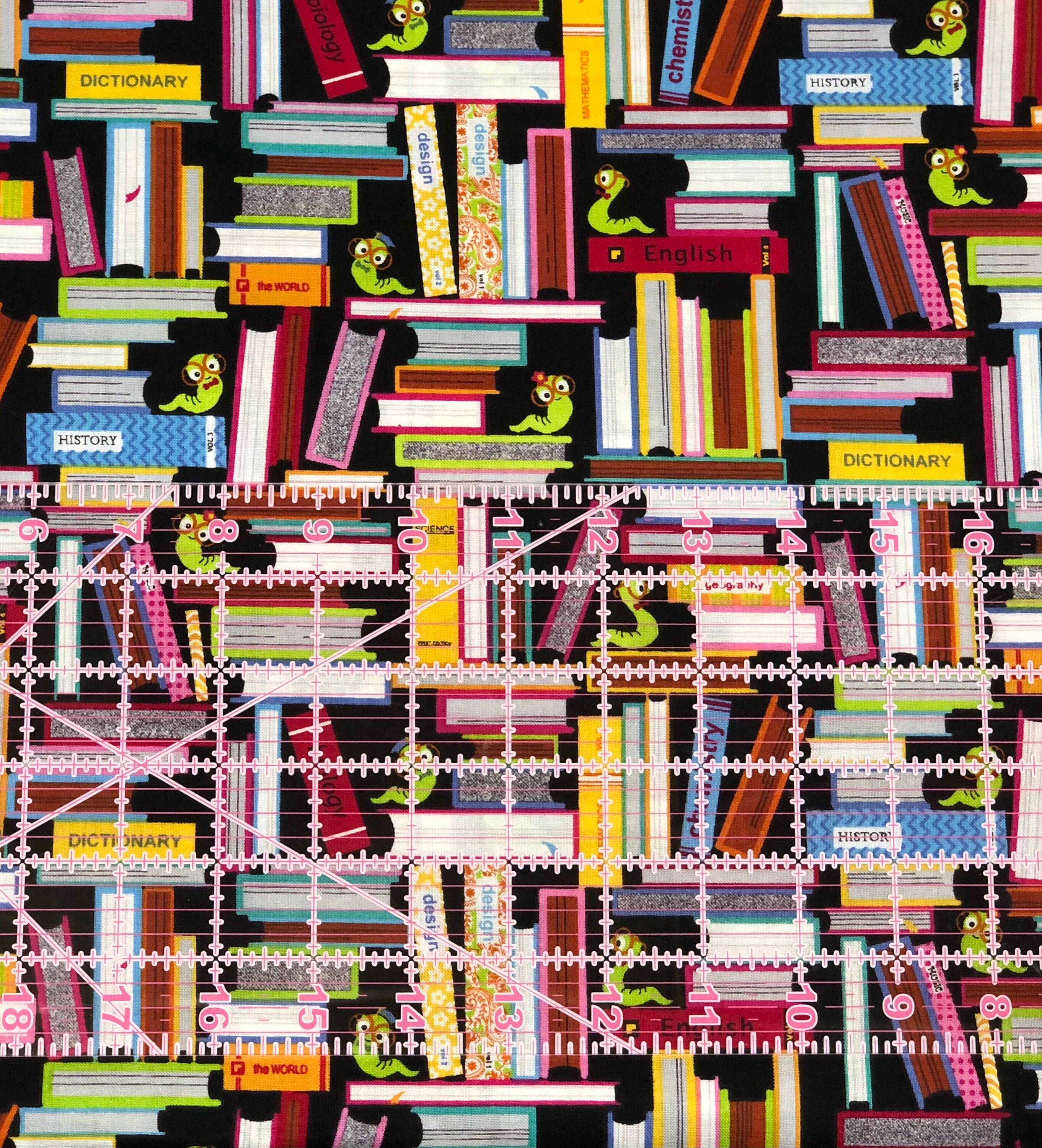 Bookworm Fabric by Half Yard END of BOLT Fat Quarter Books - Etsy