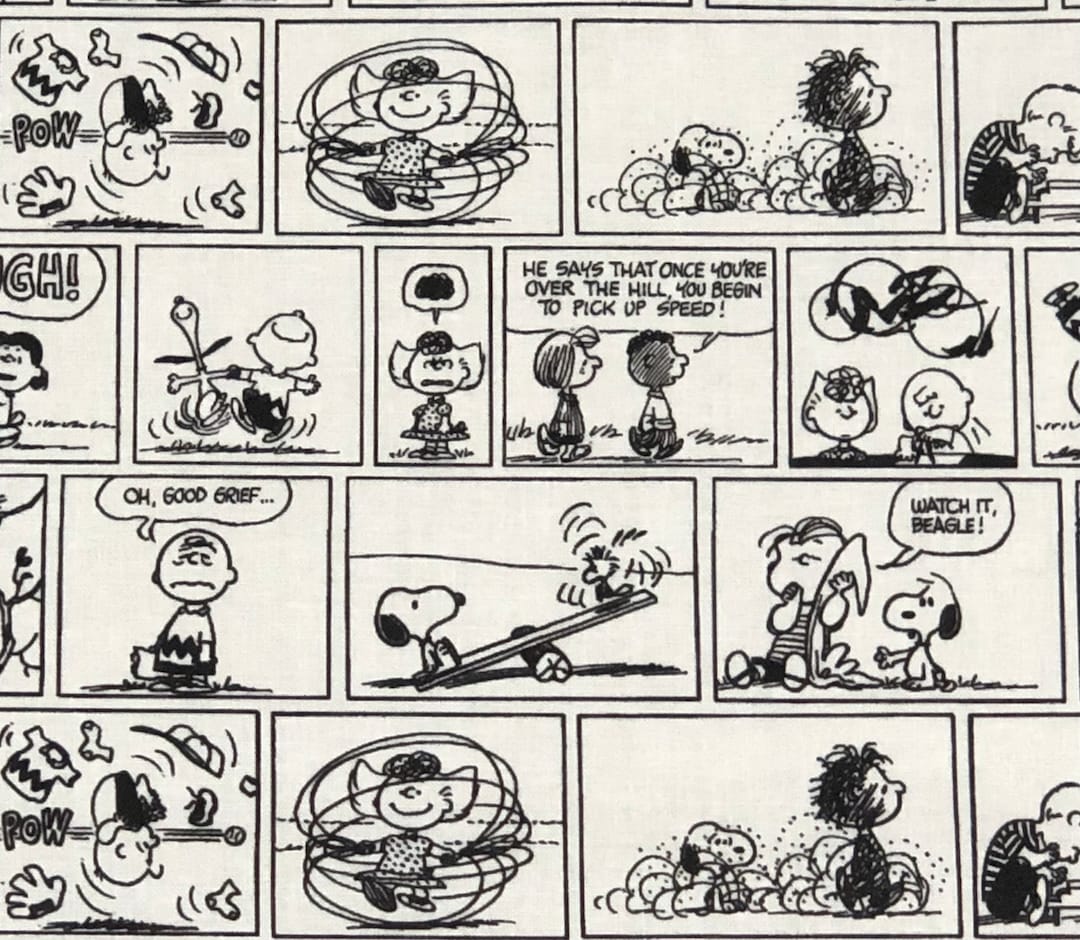 Peanuts Comic Strip Fabric by Half Yard, Fat Quarter, Snoopy Charlie ...