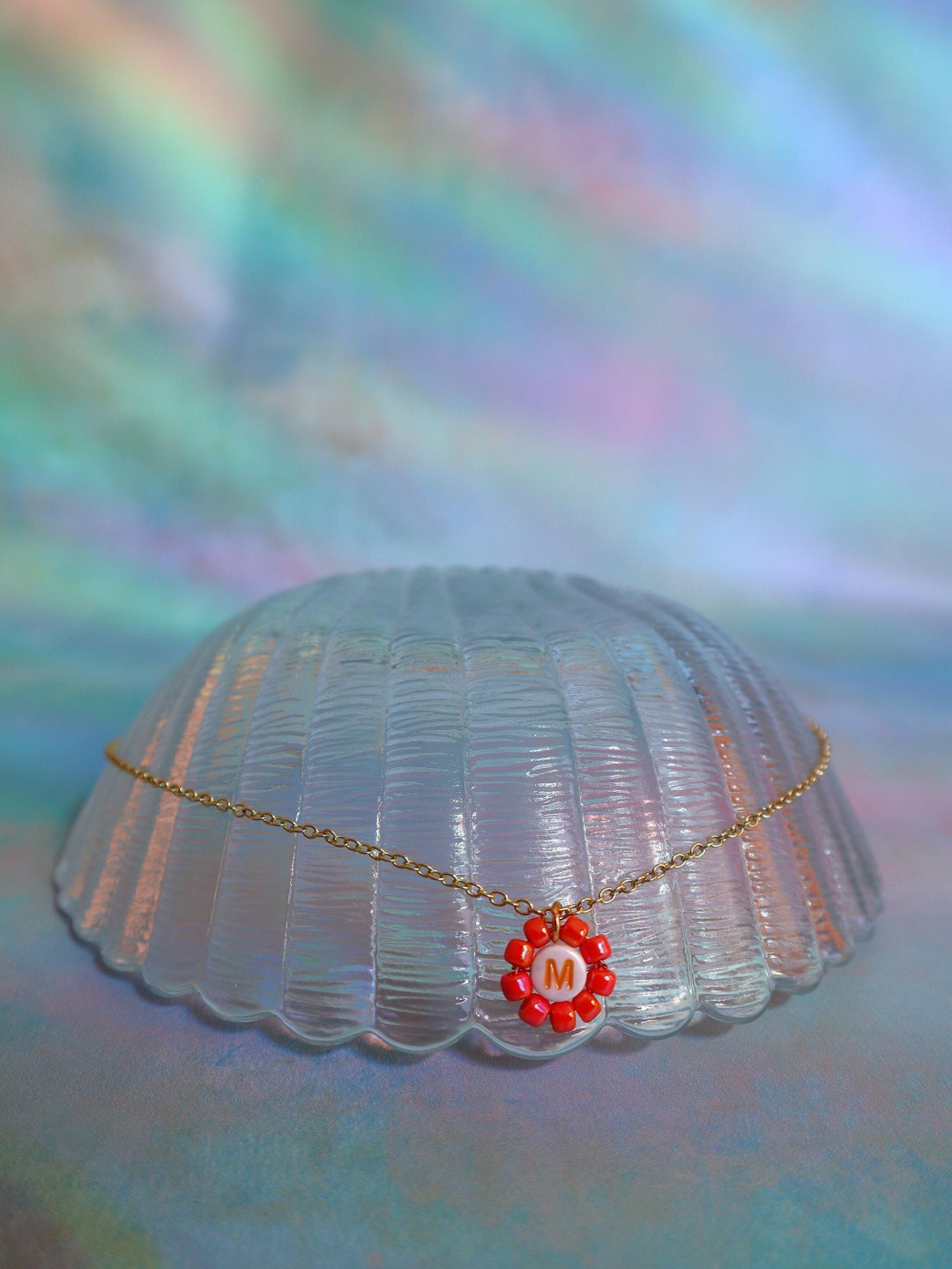 Wire Wrap Letter Collar Bead Initial Glass Bead Monogram collar Wire ...