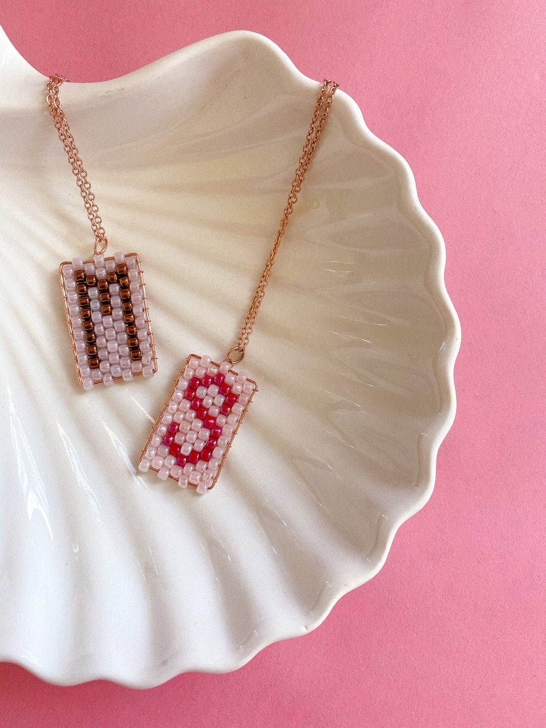 Bead Initial Necklace Handmade Colorful Necklace Fun Initial Gift Cute ...