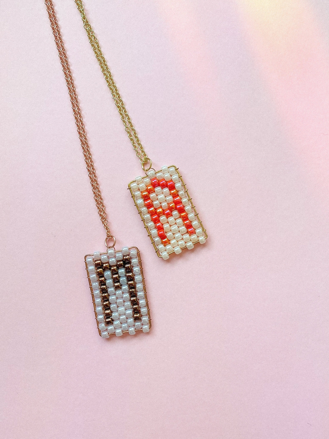Block Letter Jewelry Bead Weave Necklace Seed Bead Boho Necklace Funky ...