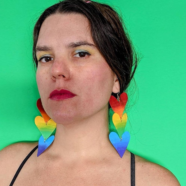 Three Heart Earrings - Etsy