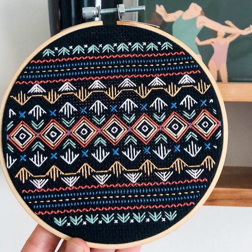 Geometric Triangle Embroidery Pattern Instant Download - Etsy