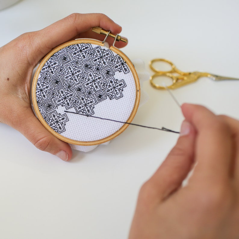 Modern Blackwork Embroidery Kit - Etsy