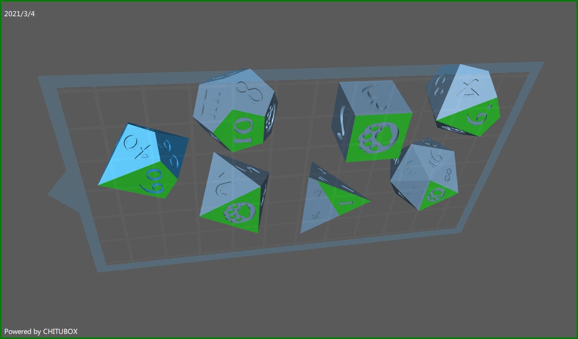 Dice Masters 3D STL File - Benne Font - D4 , D6, D8, D10, D%, D12, D20 ...