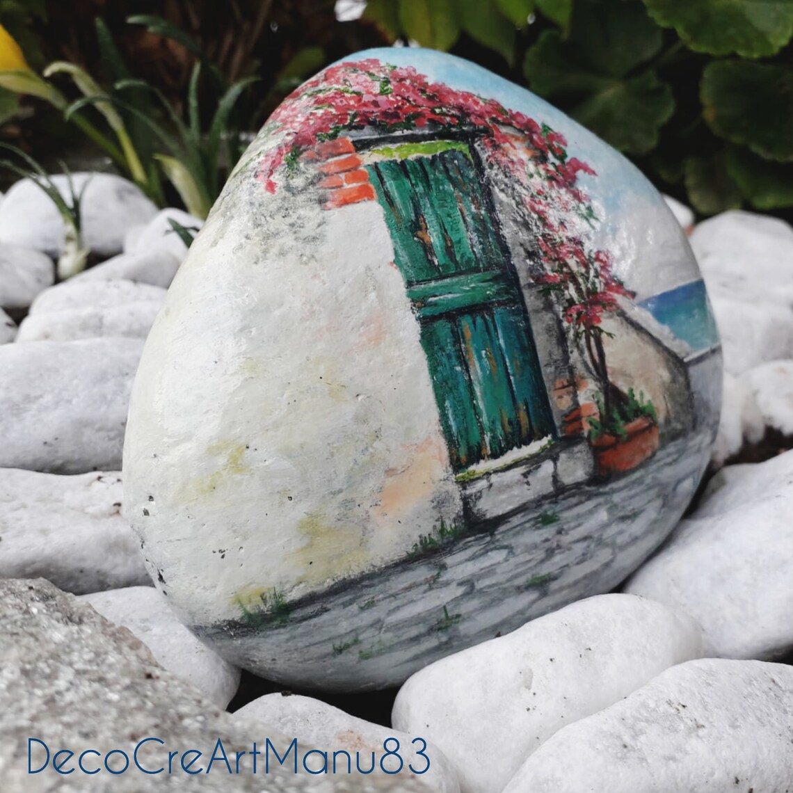 Landscape Painting on Stone Landscape Sea Painting Painted Rock ...