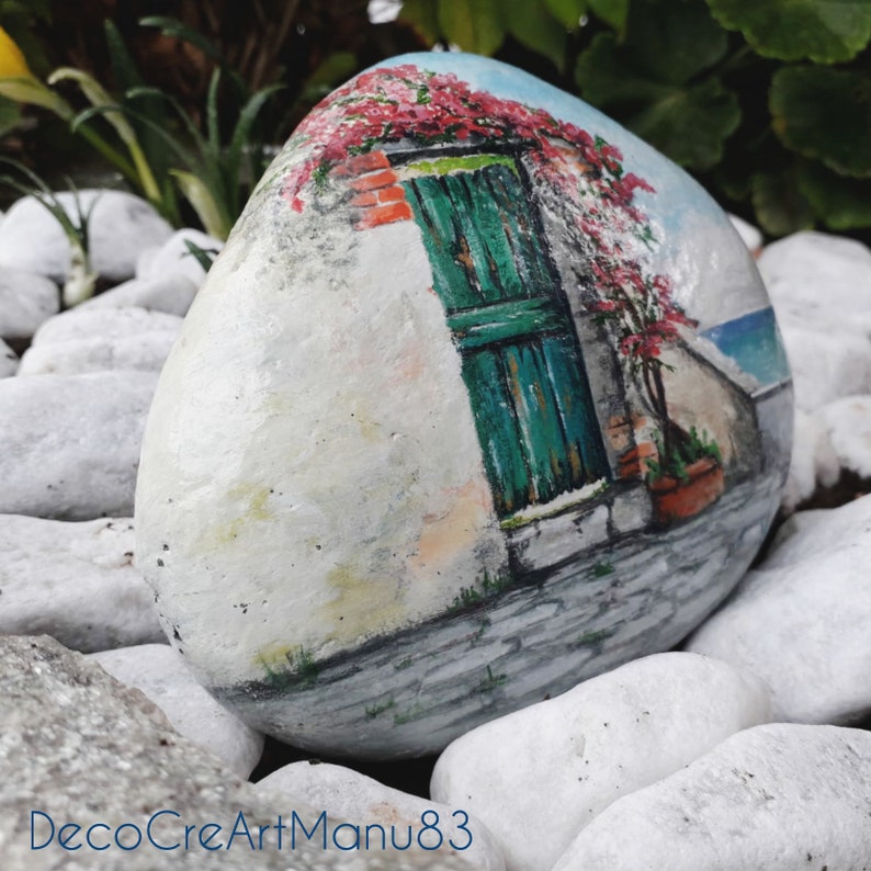 Landscape Painting on Stone Landscape Sea Painting Painted Rock ...