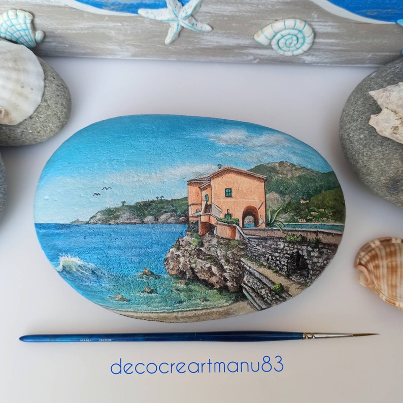 Painting Rocks, Landscape Painting on Stone, Italian Souvenir, Cinque ...