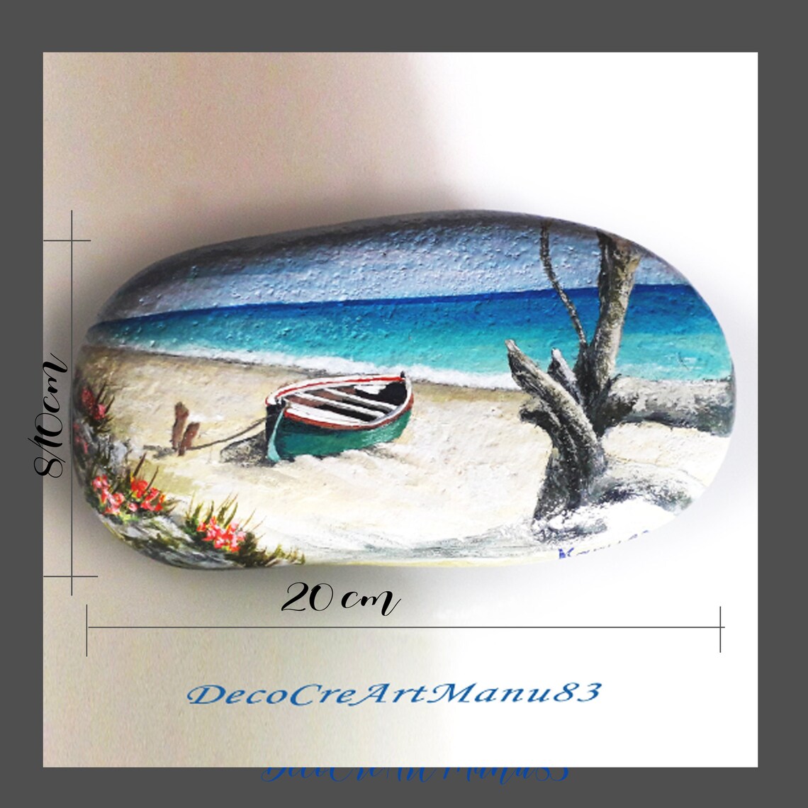 Landscape Painting on Stone Landscape Sea Painting Painting on Rock ...