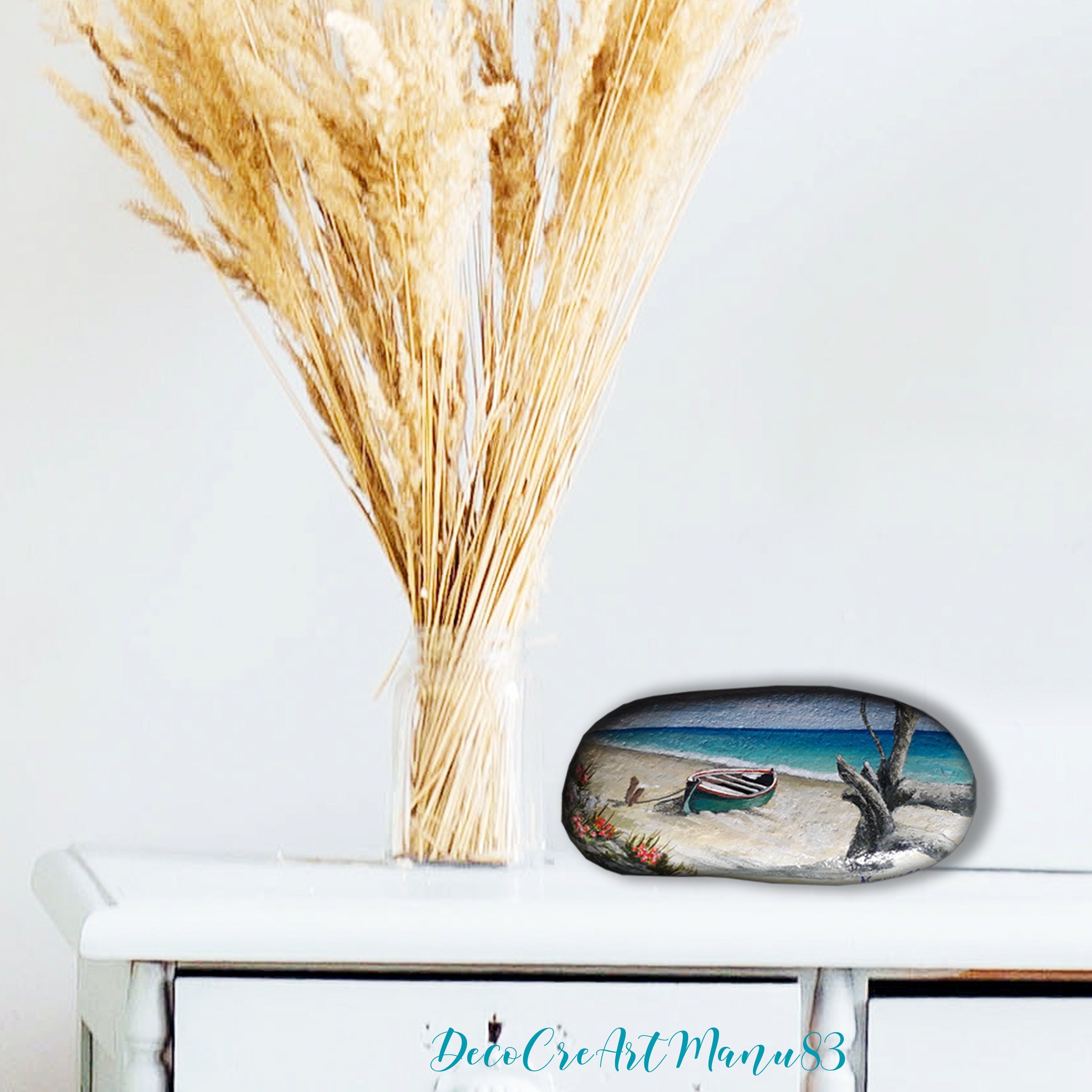 Landscape Painting on Stone Landscape Sea Painting Painting on Rock ...