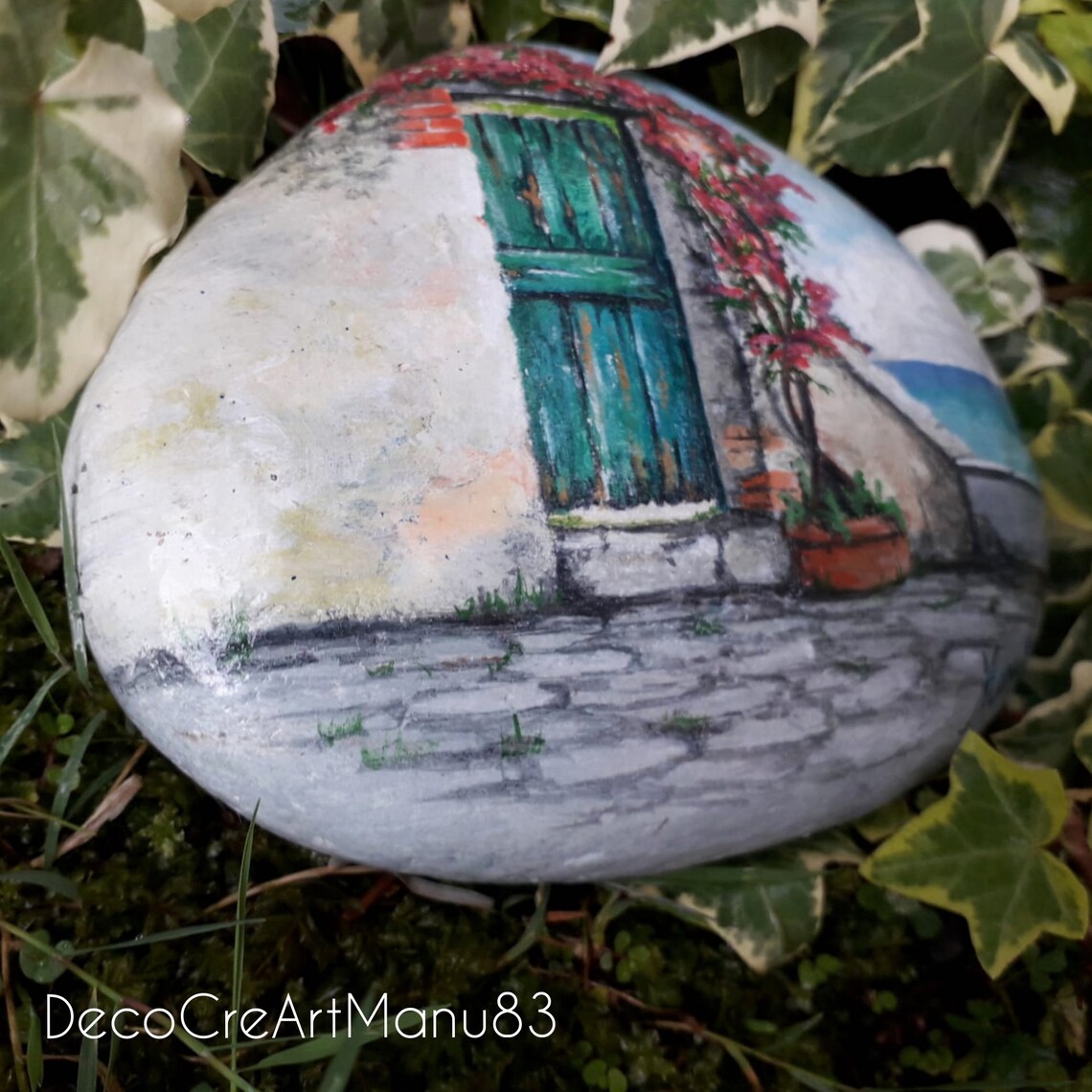 Landscape Painting on Stone Landscape Sea Painting Painted Rock ...