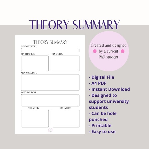 Theory Summary A4 Printable PDF. Theory Notes. Phd Notes. - Etsy