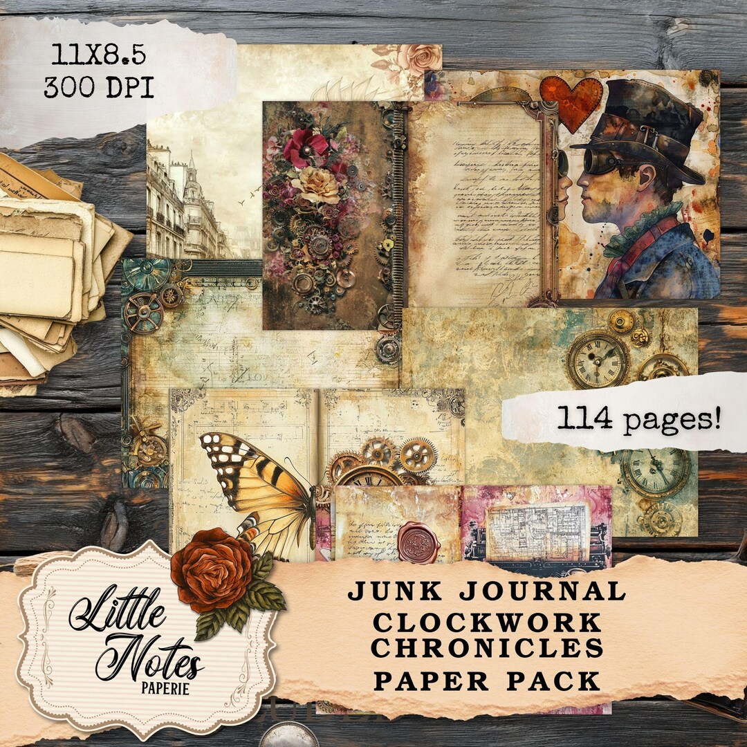 Industrial Grunge Papers, Junk Journal Kit, Steampunk Junk Journaling ...