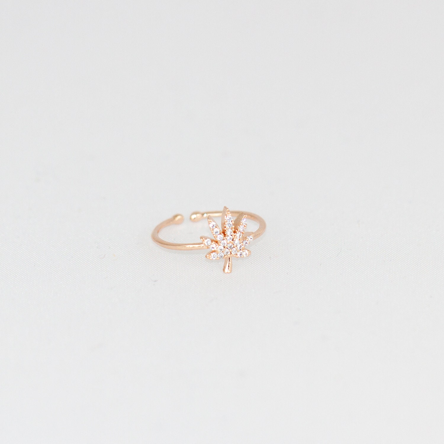 14k Dipped Dainty Cannabis Ring | Etsy