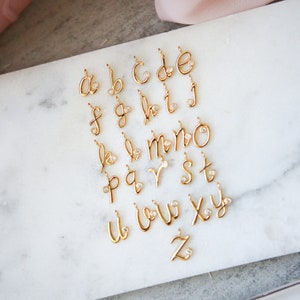 Personalized Initial With Cursive Letter, Gold Filled With Cubic ...