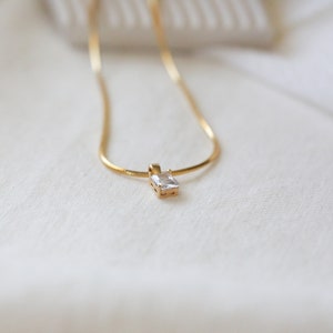 18k Gold Filled Dainty Cocoon Chain Necklace With Cubic Zirconia ...