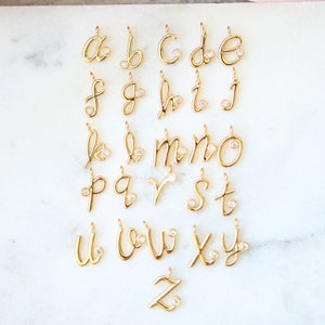 Personalized Initial With Cursive Letter, Gold Filled With Cubic ...